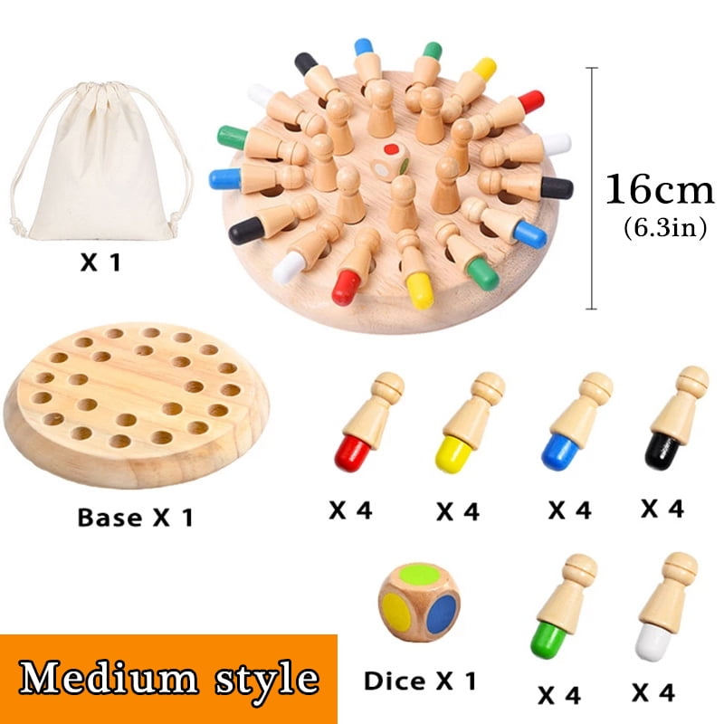 Wooden Memory Match Stick Chess Color Game Board Puzzles Montessori ...