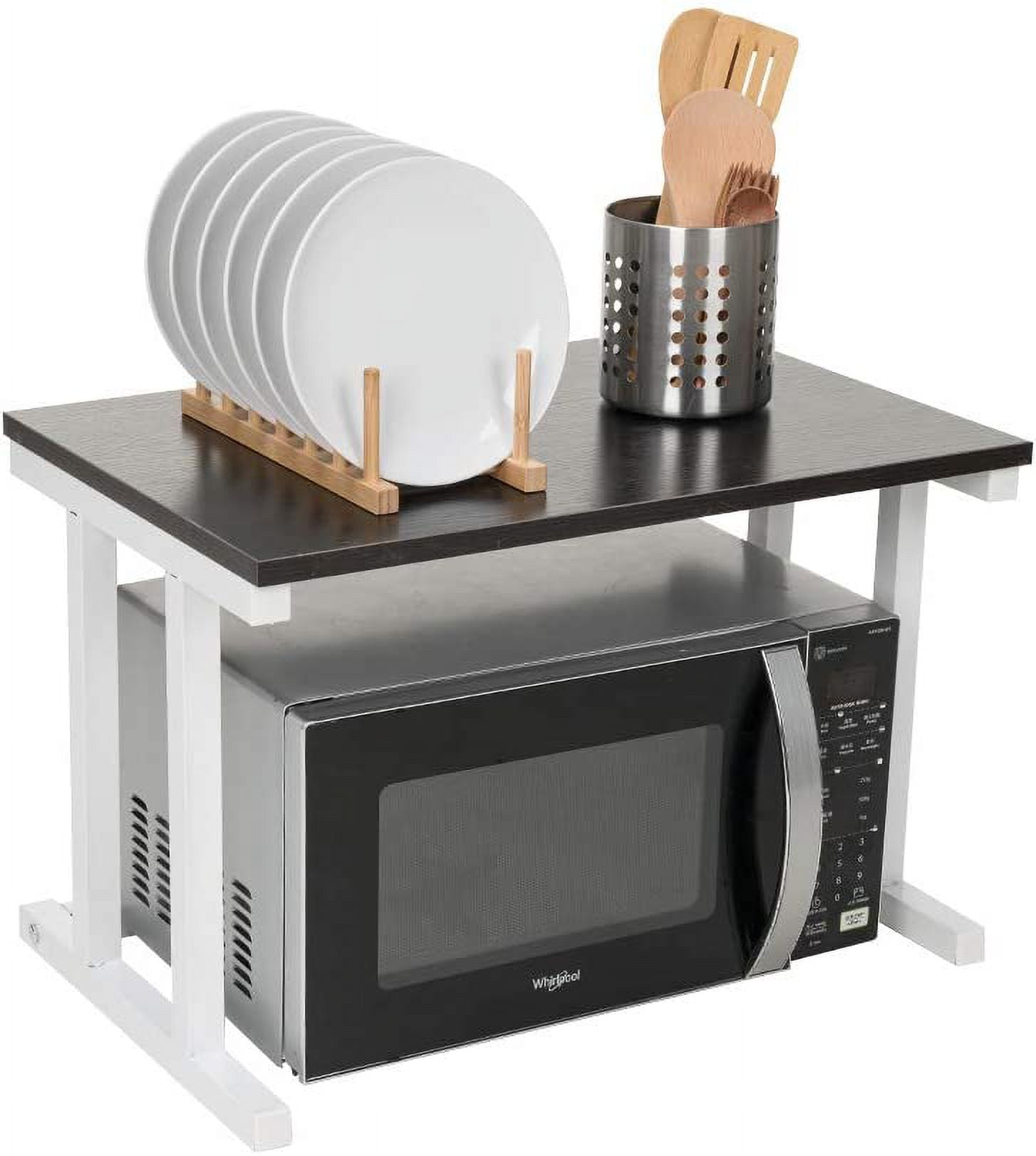 Wooden Microwave Oven Rack, 2-Tier Kitchen Counter Shelf, Kitchen Space ...