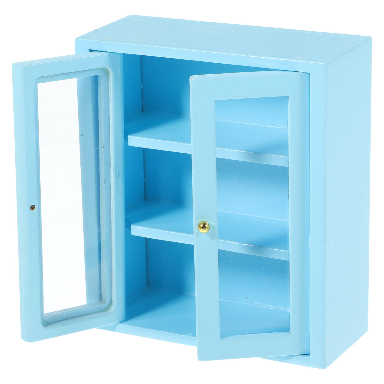 MLINS Blue Wooden Miniature Cabinet for Dollhouse Decor Small Kitchen ...