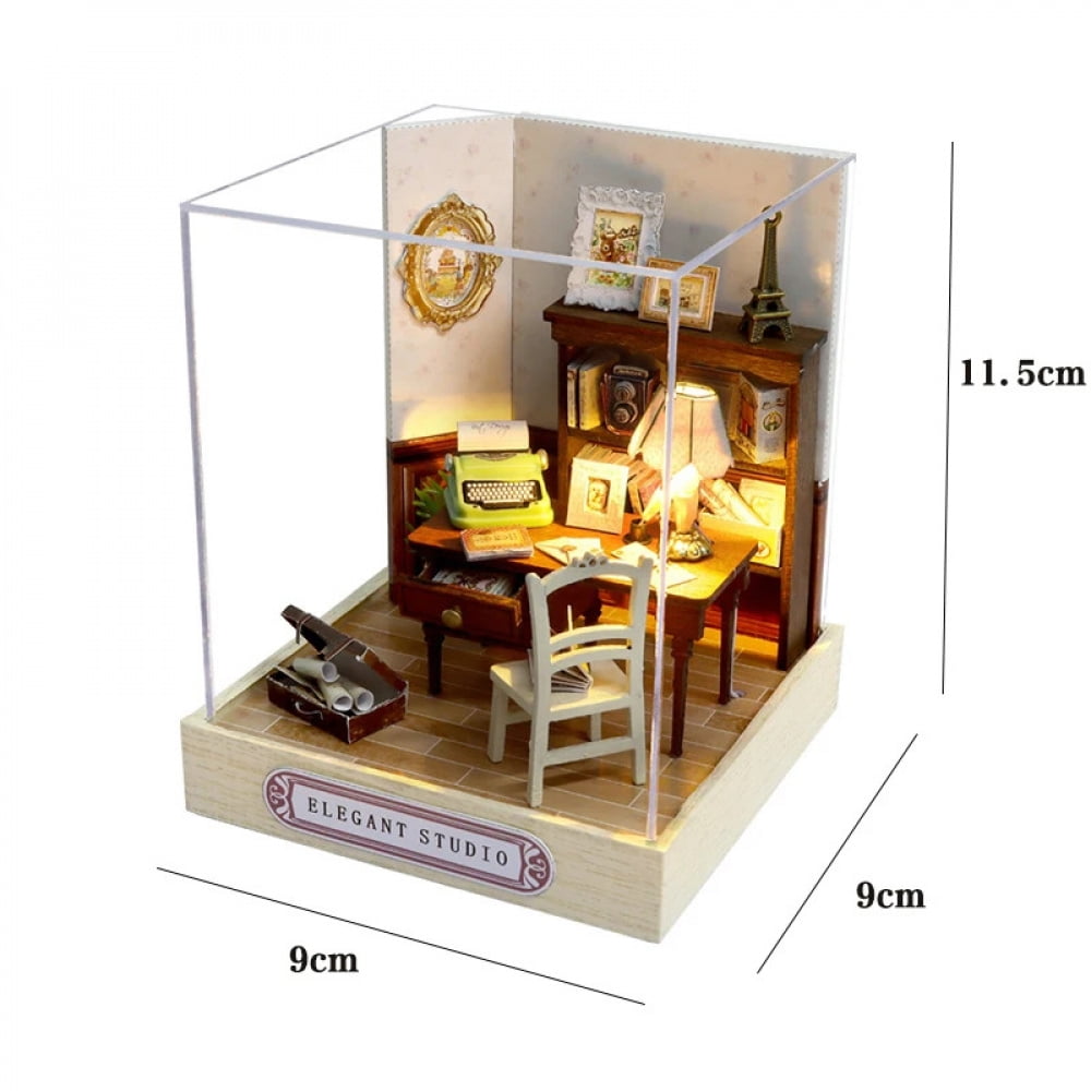 Wooden Miniature Dollhouse with LED Light Creative DIY Flower House ...