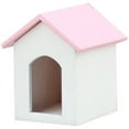 Wooden Miniature House With Pink Roof And White Walls Mini Dog House ...