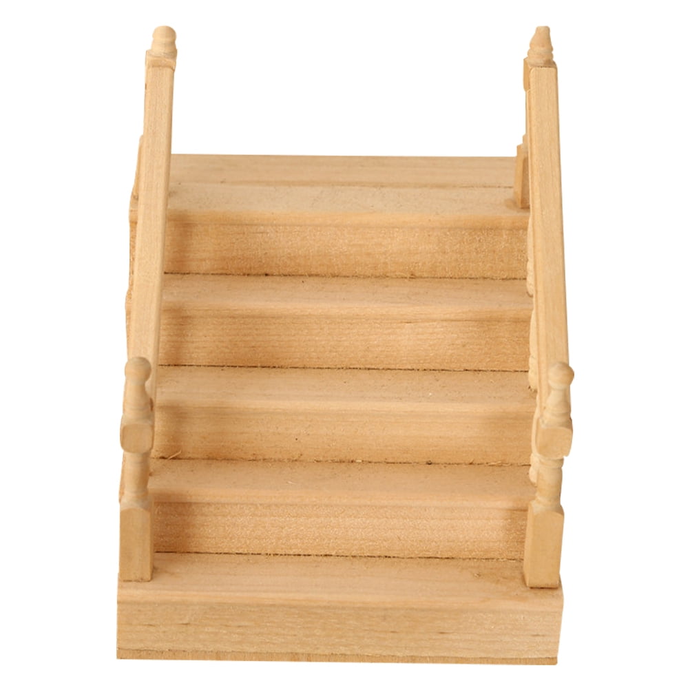 Wooden Miniature Staircase With Handrail Dollhouse Stairway Furniture ...
