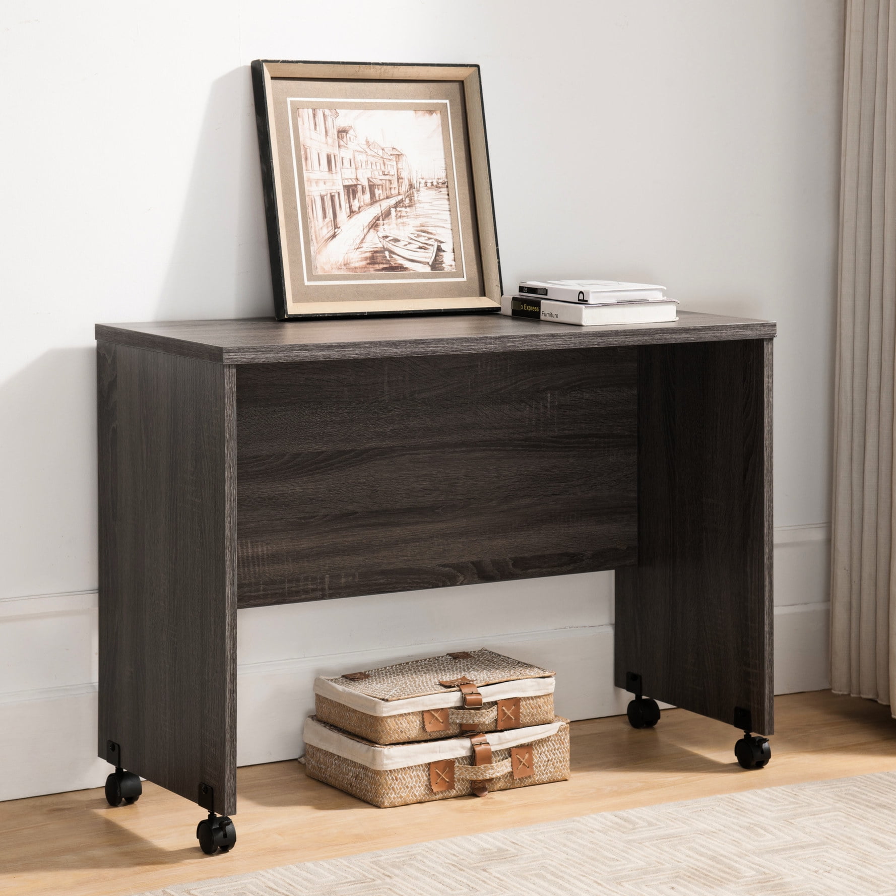 Wooden Mobile Office Desk / In Home Environment / Lockable Wheels for ...