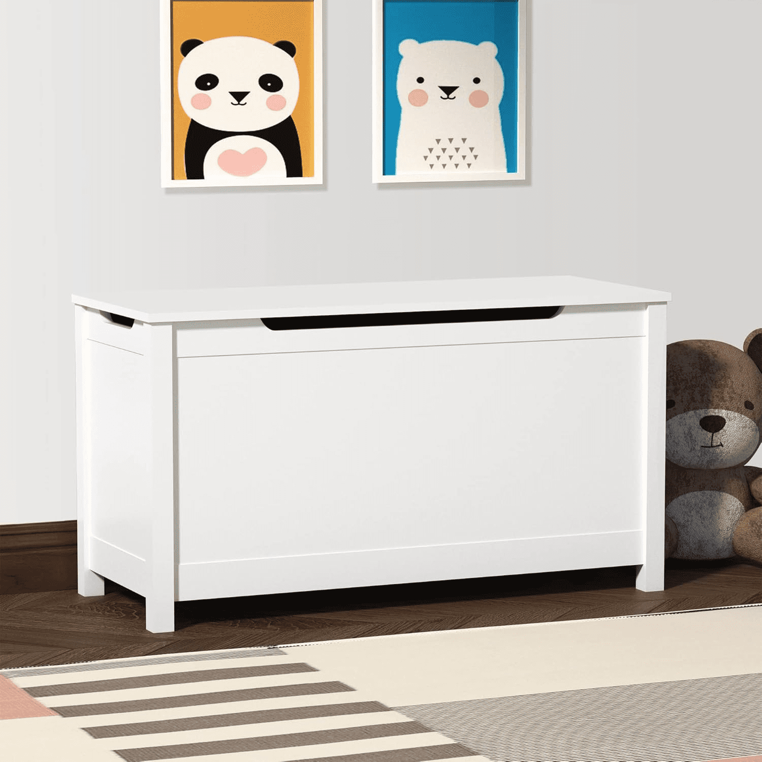 Wooden Modern Storage Bench Lift Top Entryway Storage Chest/Bench with ...