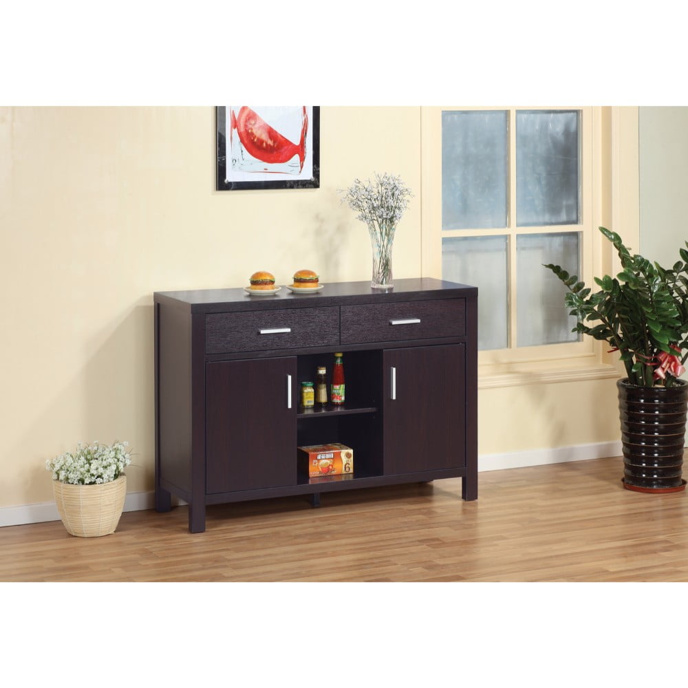Wooden Modern Style Spacious Buffet Table , Dark Brown - Walmart.com