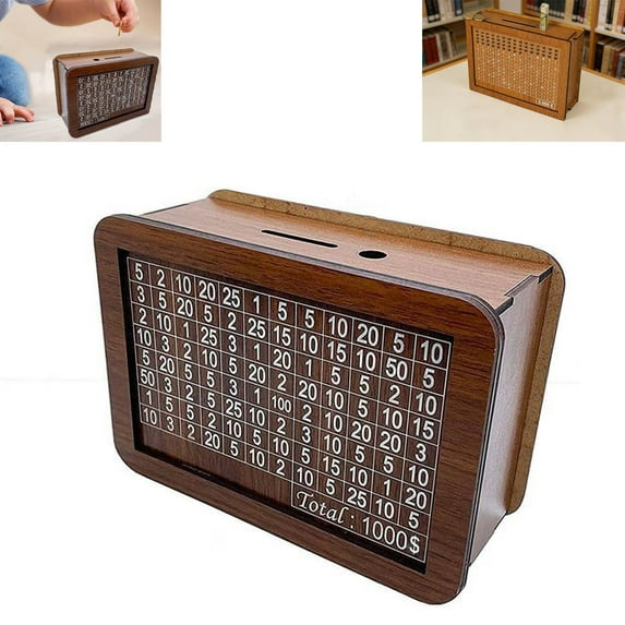 Wooden Money Box, 2026 New Retro Money Box, Coin Counter & Goal Tracker ...