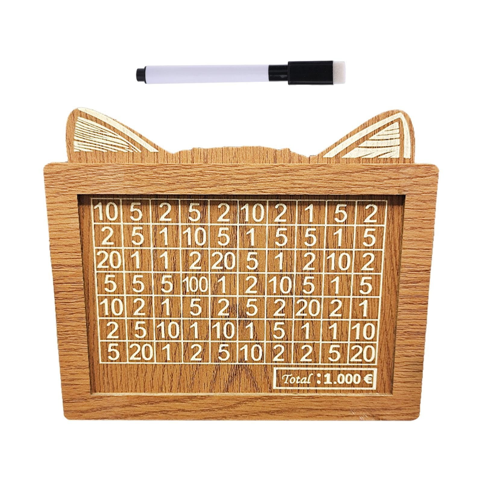 Wooden Money Box Money Bank, Countdown Money Saving Box with 2000 ...