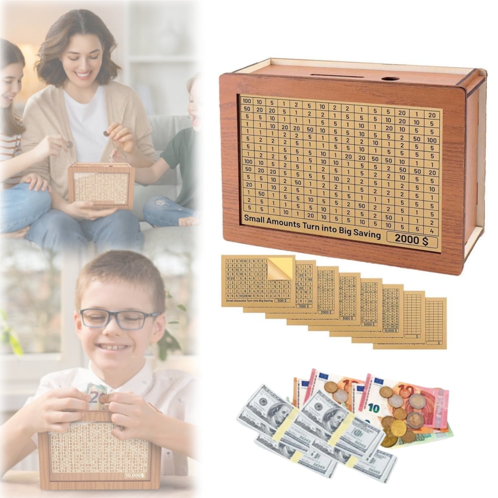Wooden Money Box for Cash,Cash Vault Wooden Savings Box,Money Saving ...