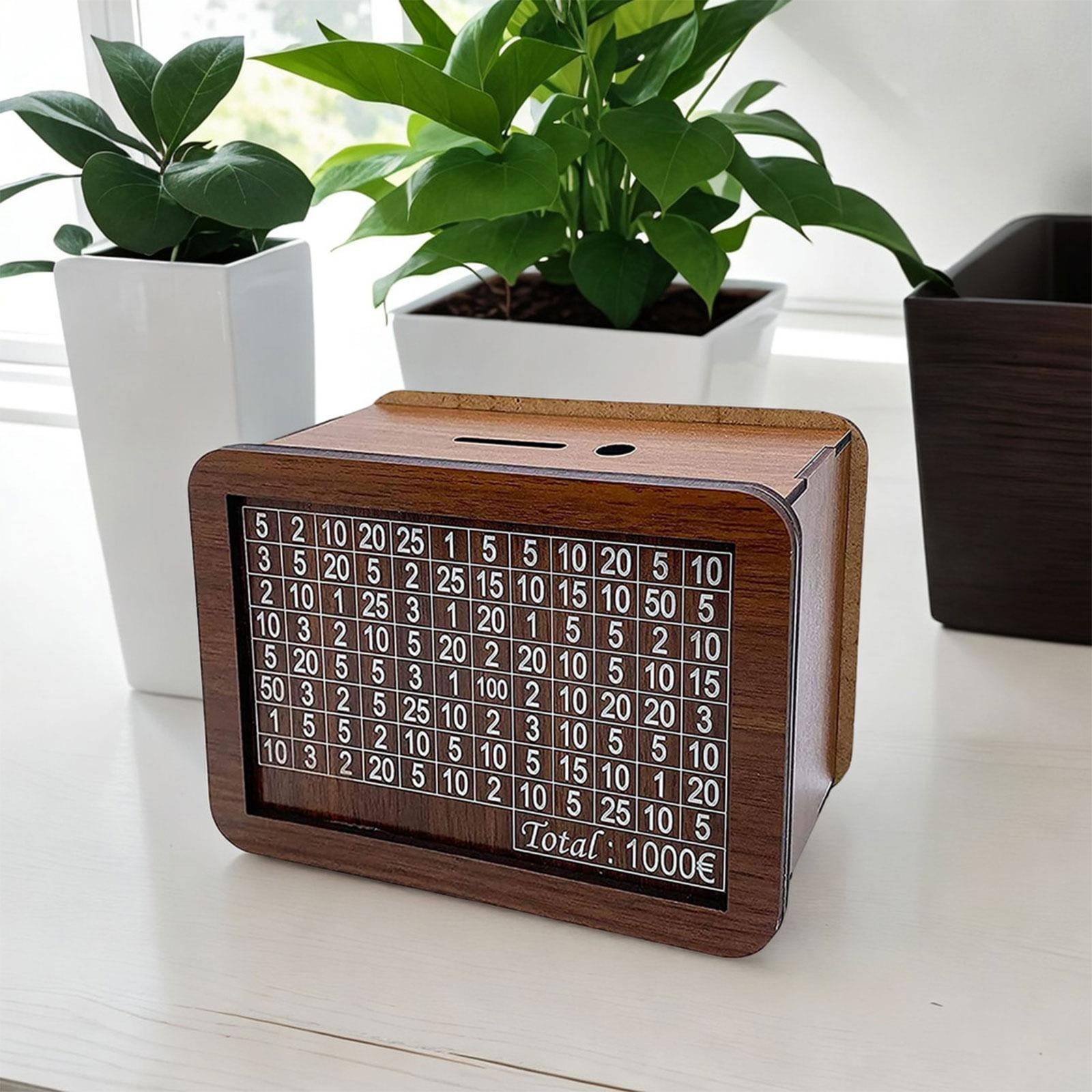 Wooden Money Box, Piggy Bank Wood Unbreakable Saving Jar, Money Saving ...