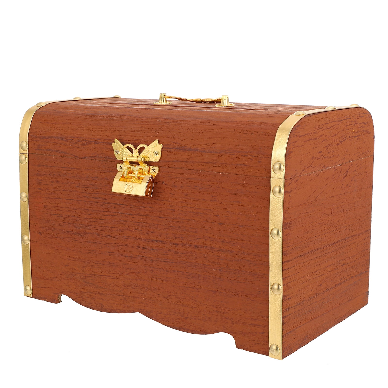 Wooden Money Box with Lock for Brown Change Bank Storage Box 1pc ...