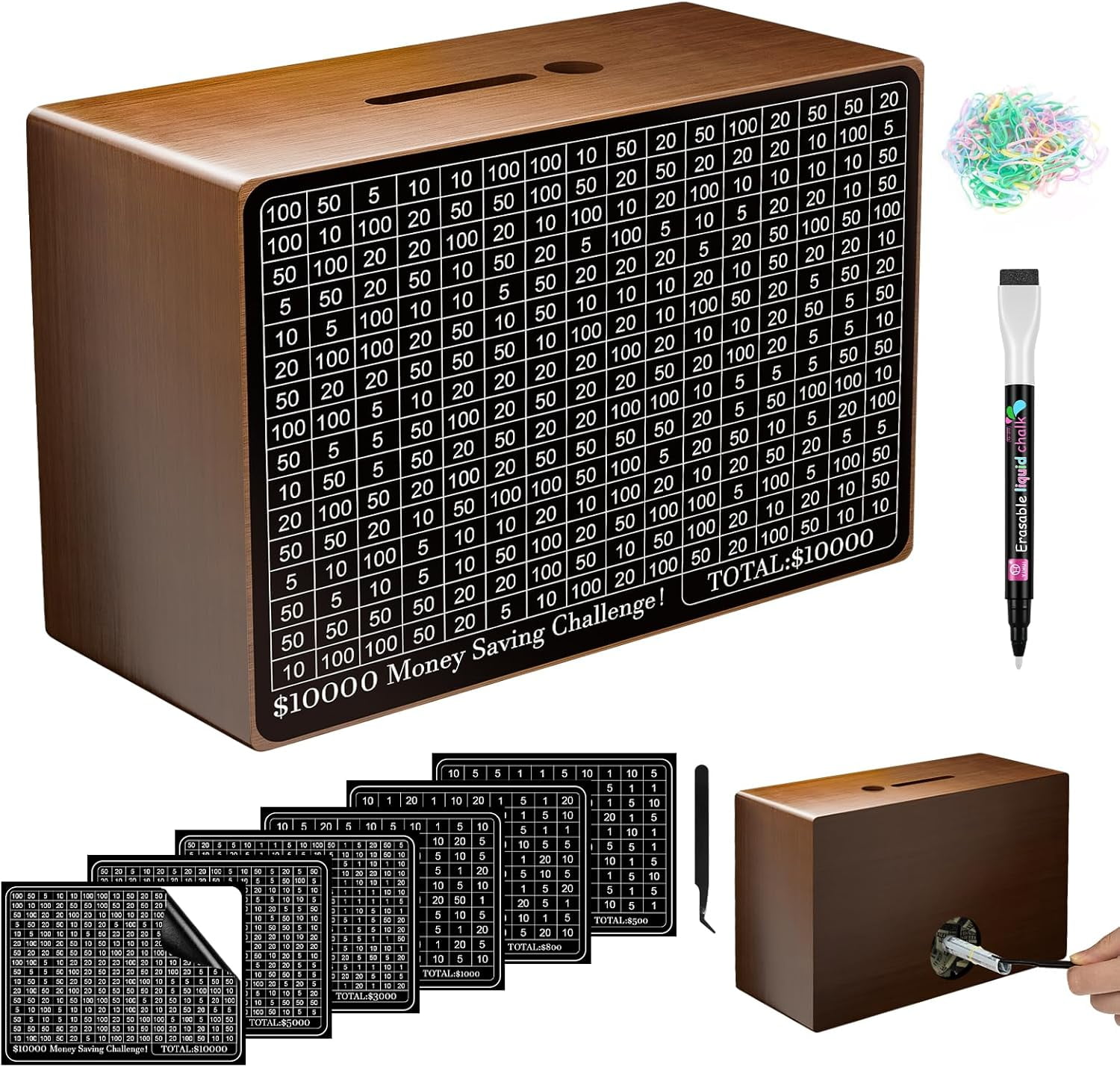 Wooden Money Saving Box, Cash Savings Box for $10000 $5000 $3000 $1000 ...