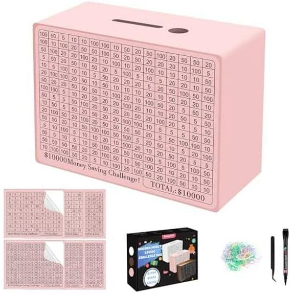 Wooden Money Saving Box, Cash Vault Savings Box for $10000 $5000 $3000 ...