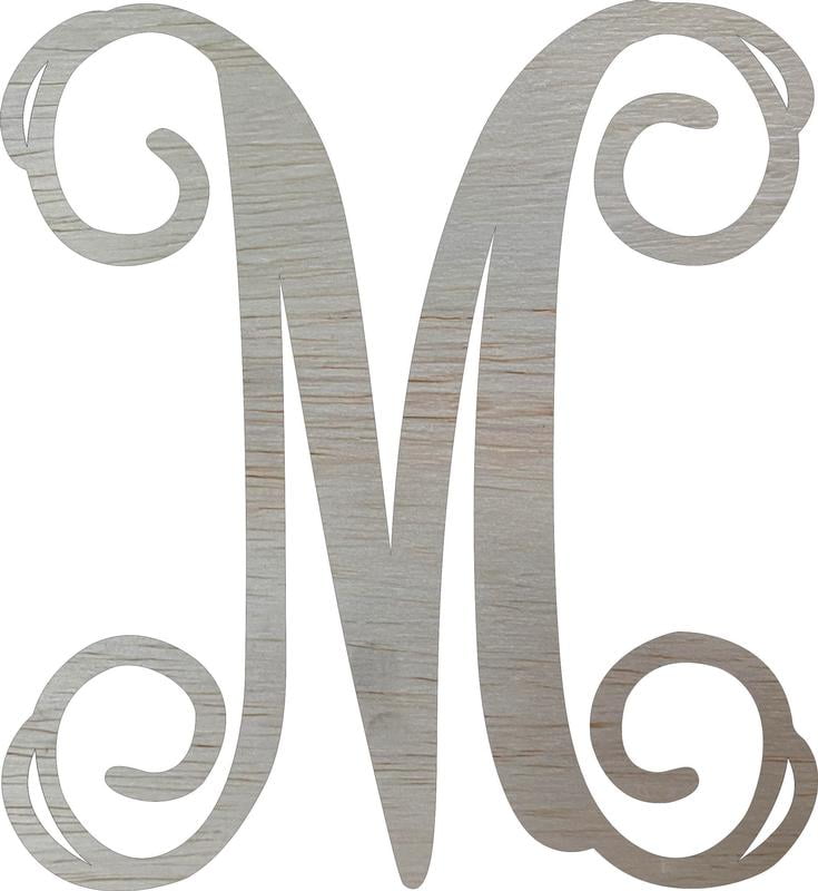 Wooden Monogram Letter 6'' Letter M, Unfinished DIY - Walmart.com