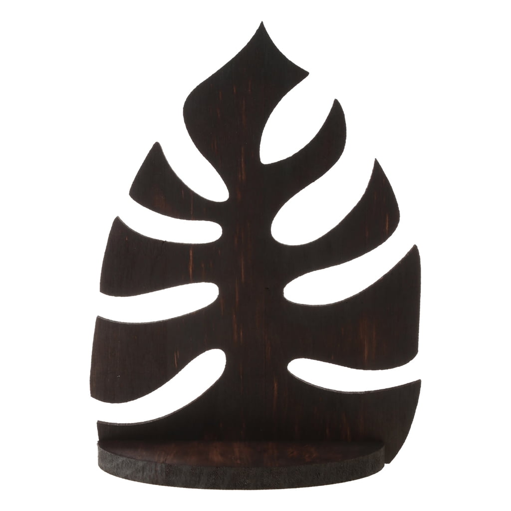 Wooden Monstera Shelf Wall Mounted Photo Frame Candle Book Storage Rack ...