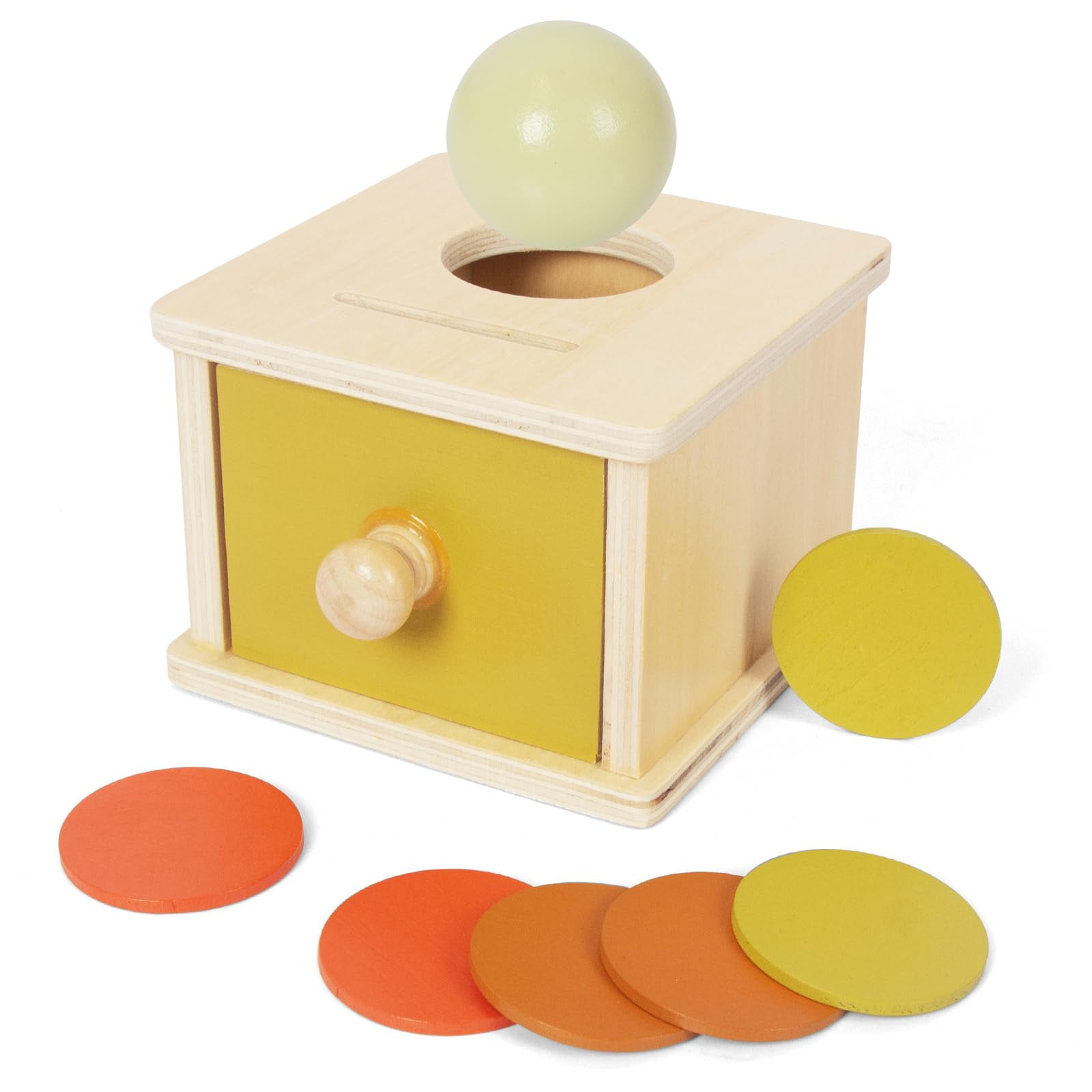 Wooden Montessori Coin Box Color Shape Sorting Matching Baby Toys, 2-In ...