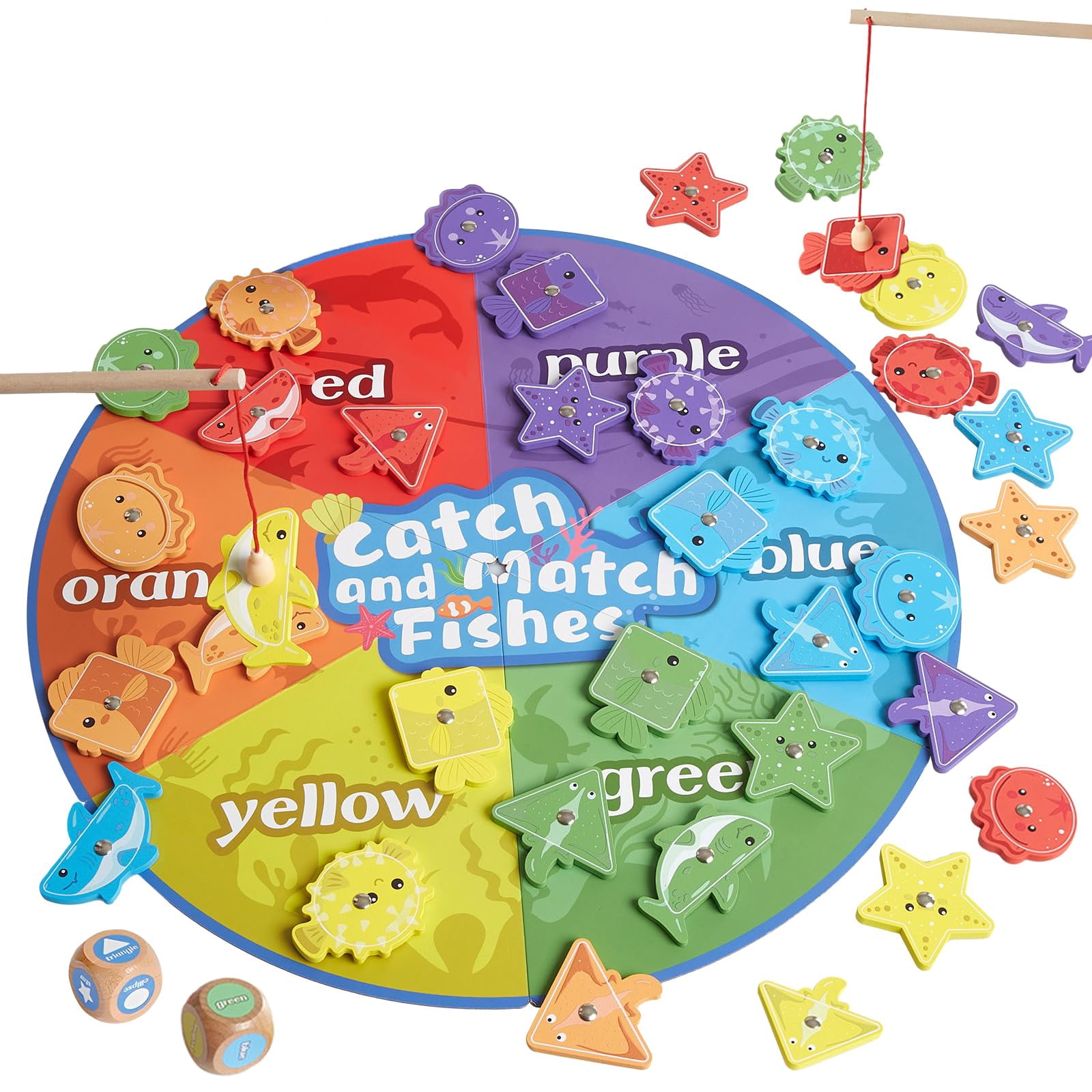 Wooden Montessori Fishing Game STF9 for Toddlers, Fine Motor Skill Toy ...