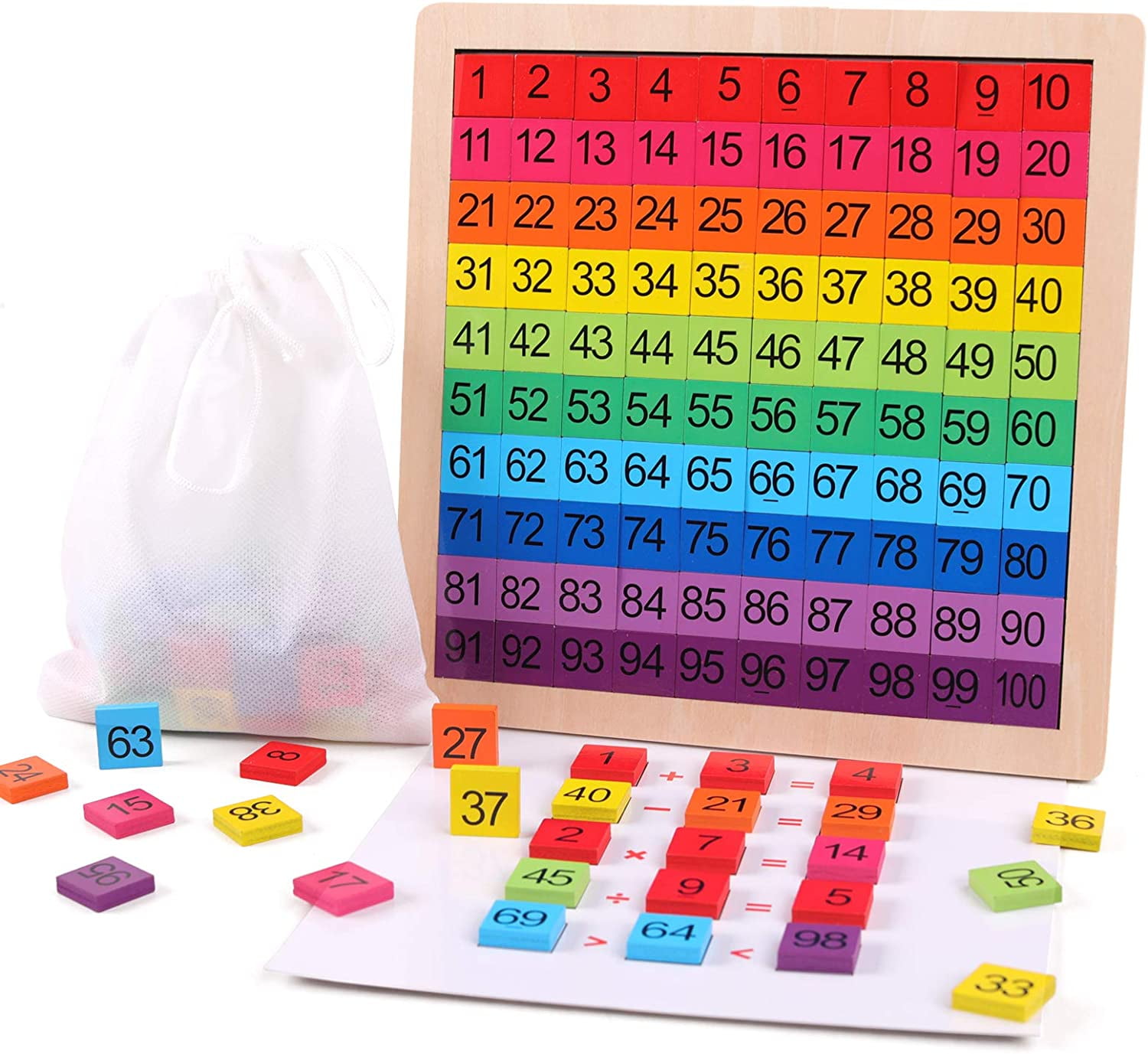 Wooden Montessori Math Hundred Board Toys, 1-100 Consecutive Numbers ...