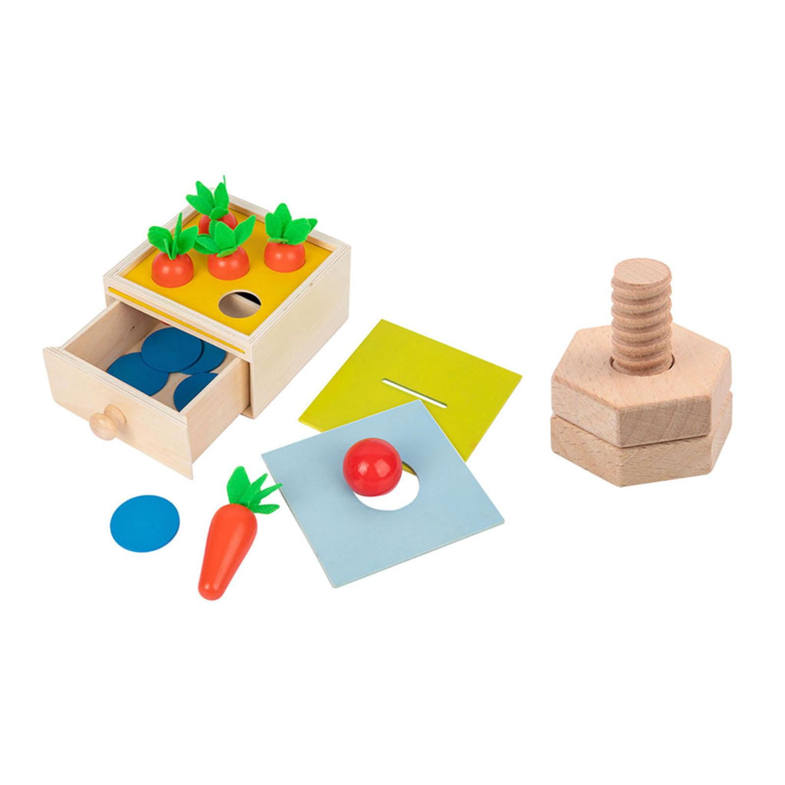 Wooden Montessori Object Permanence Box, Development Ball Drop Toys ...