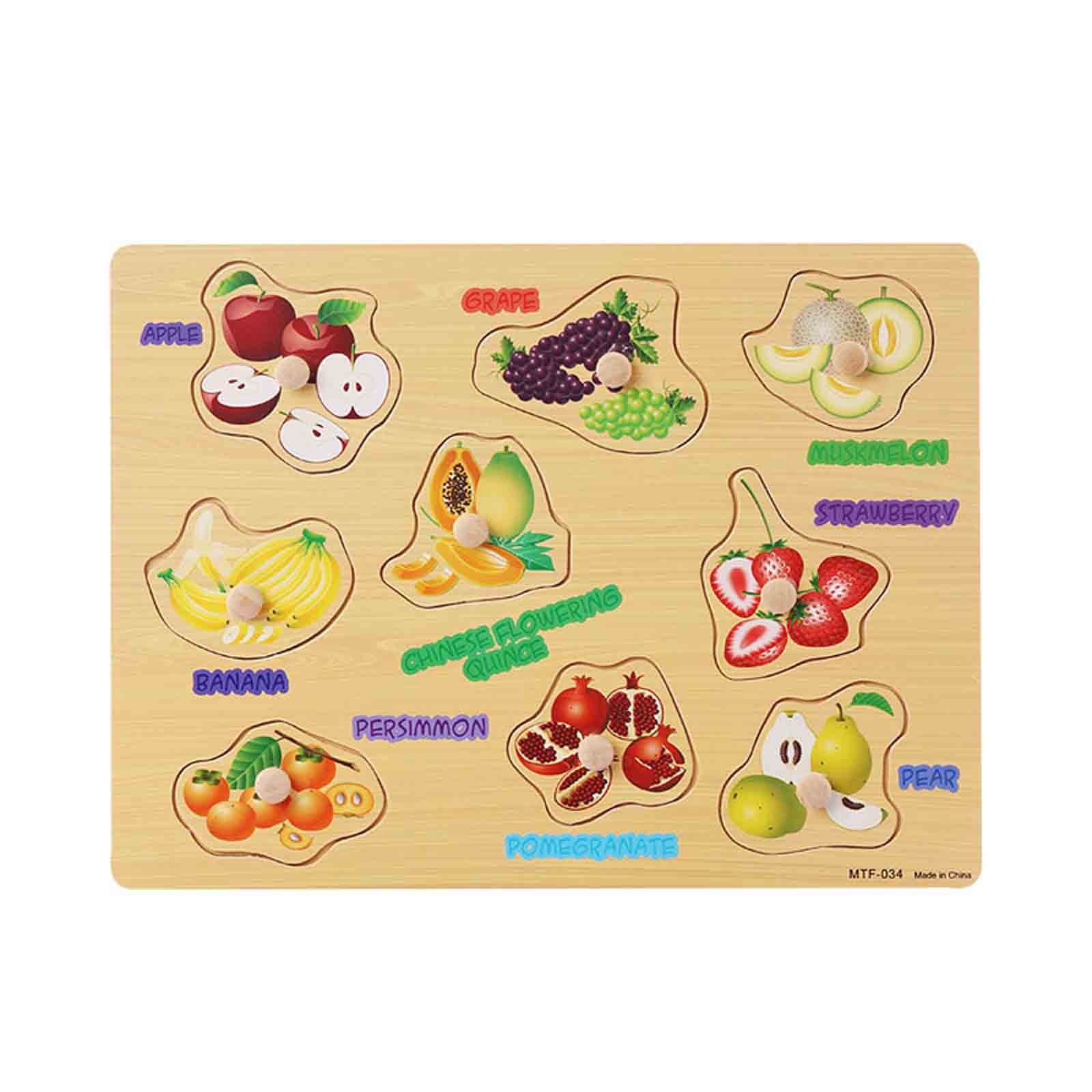 Wooden Montessori Toddler Puzzles for 1 2 3 4 Years Old, Fruit ...