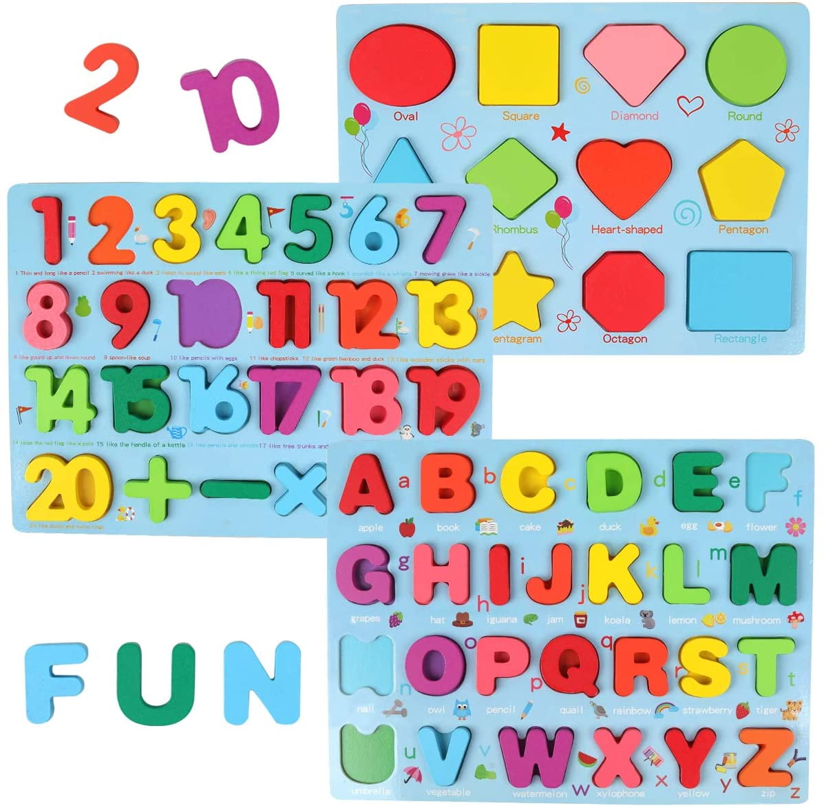 Wooden Montessori ABC Learning Puzzles for Preschoolers 1-3 Years Old ...