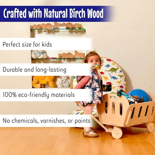 Wooden Montessori Toy Box with Wheels | Premium Wheeled Toy Organizer ...