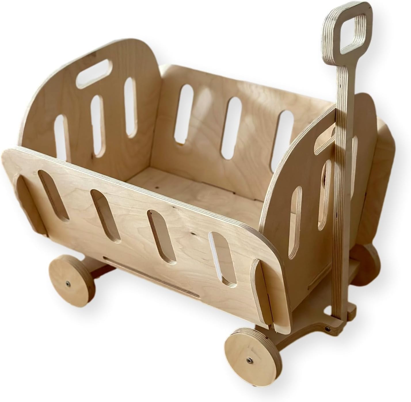 Wooden Montessori Toy Box with Wheels | Premium Wheeled Toy Organizer ...