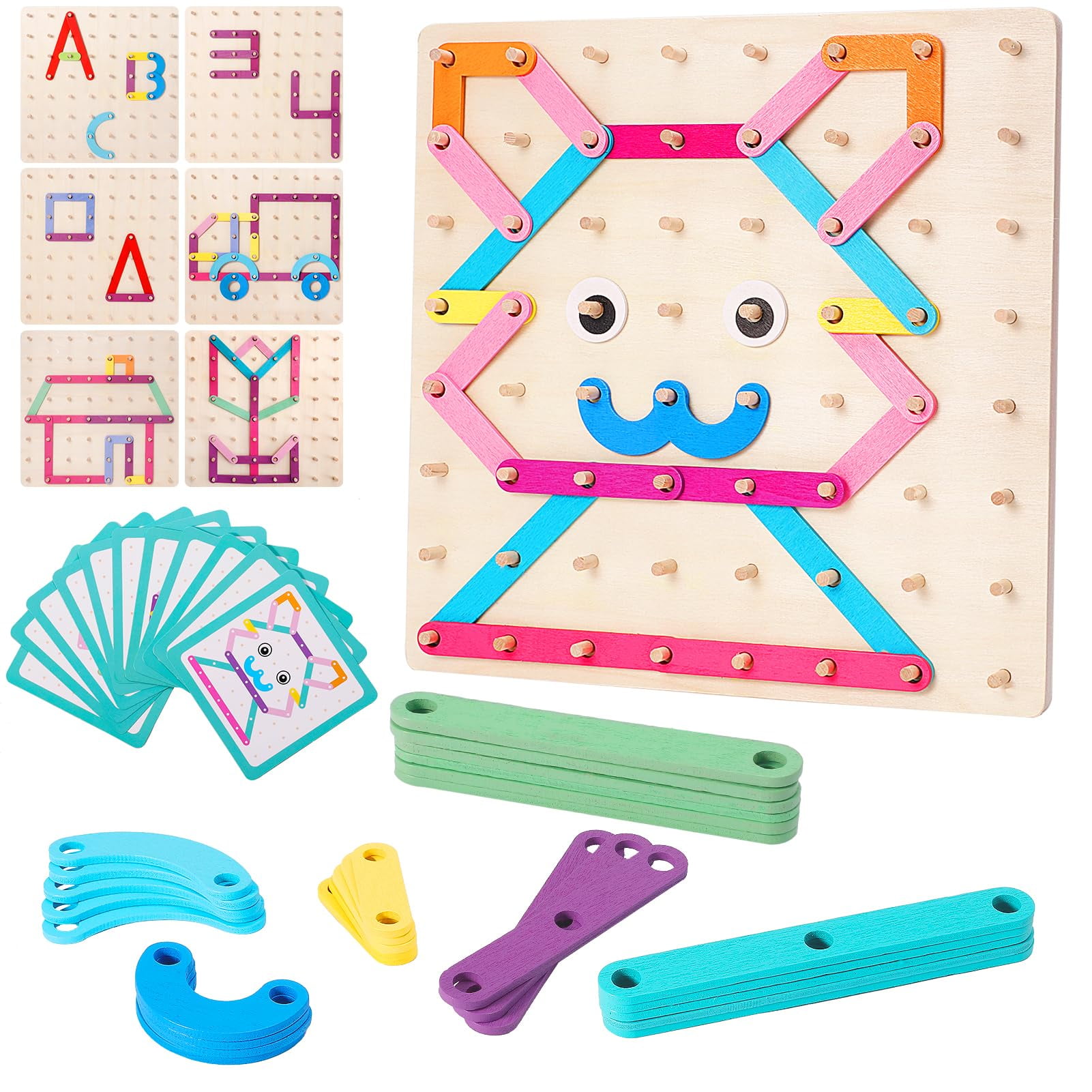 Wooden Montessori Toy for STF9 Toddlers, Letter Number Construction Set ...