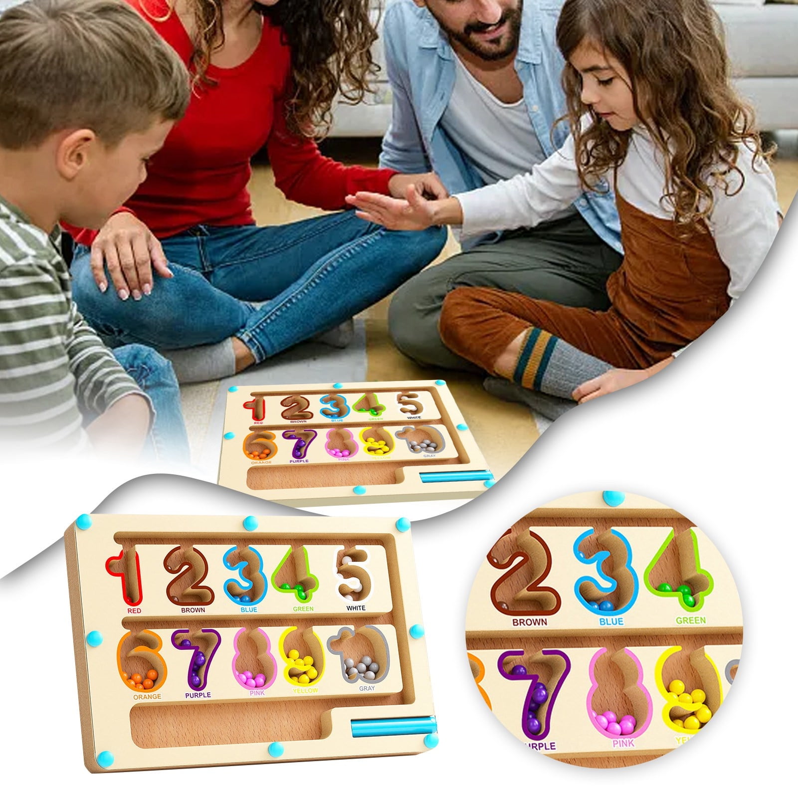 Wooden Montessori Toys Color Number Maze Preschool Learning Fine Motor ...