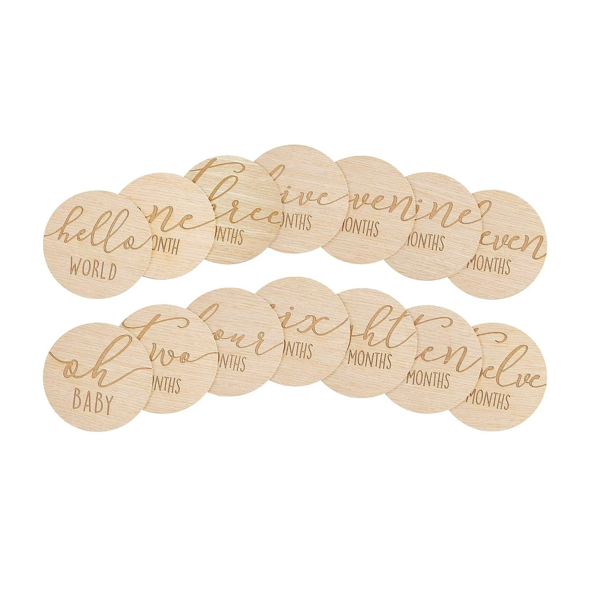 Wooden Monthly Milestone Photo Cards - 6 Double-Sided Engraved Discs ...