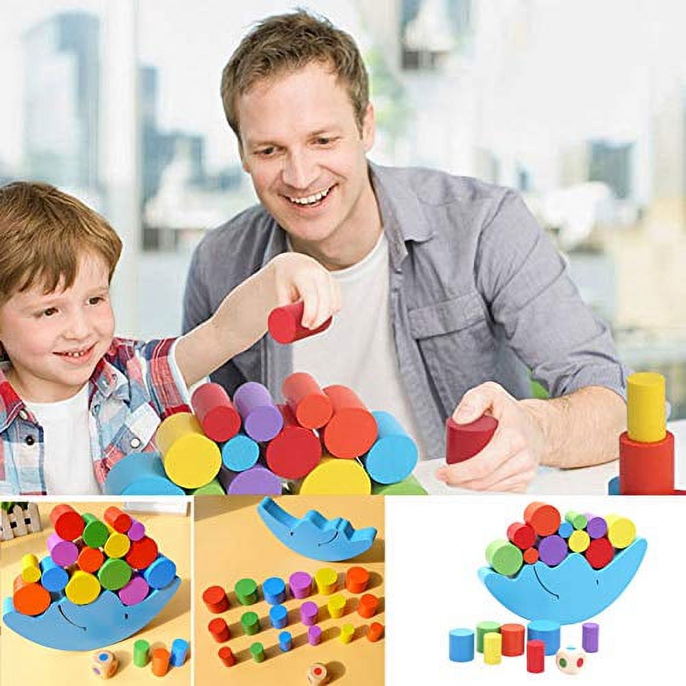 "Wooden Moon Balancing Game Stacking Blocks Toys, Toddler Learning ...