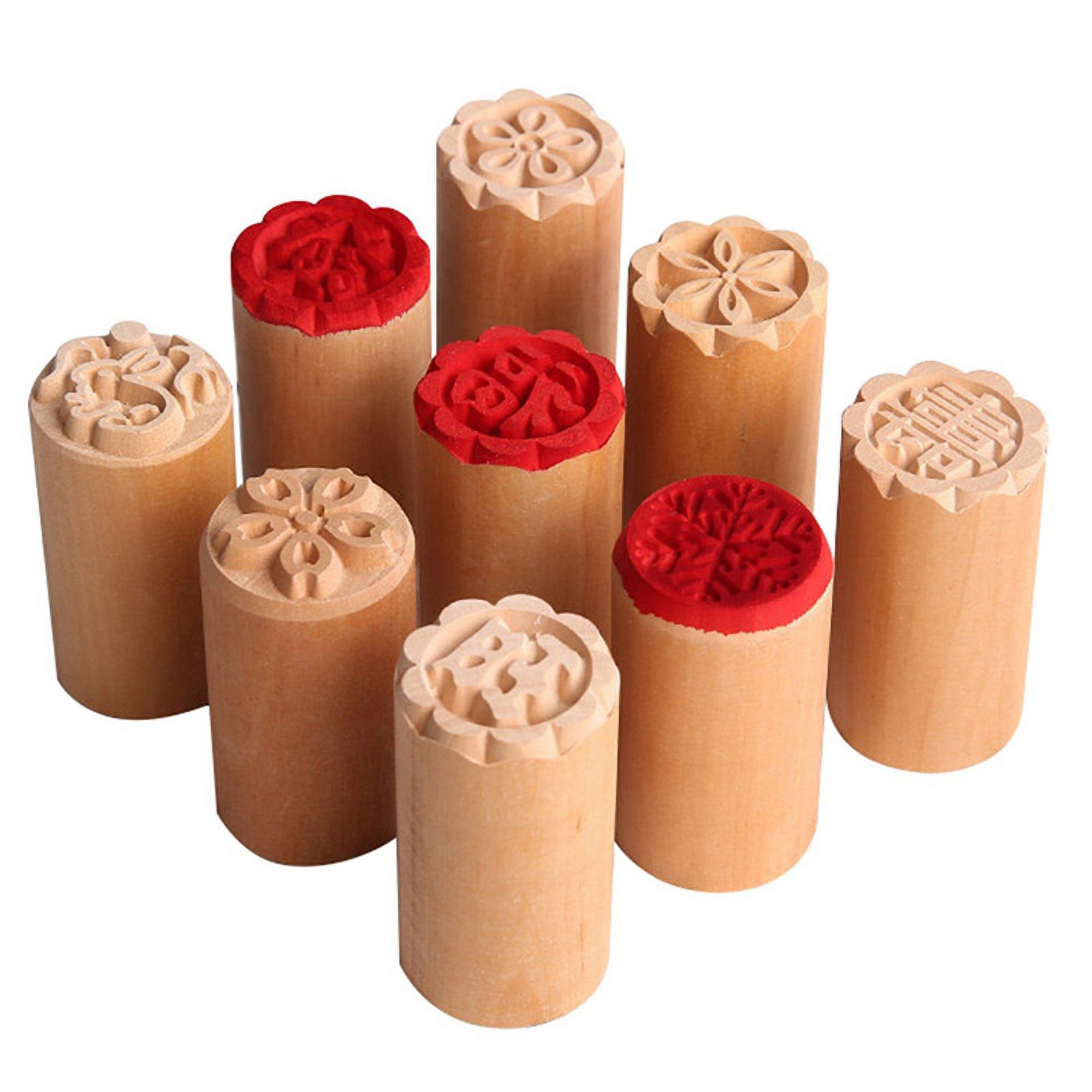 Wooden Mooncake Stamps Hand Pressure Cake Maker Mold Traditional ...