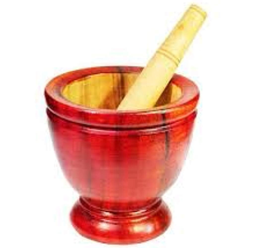 Wooden Mortar 8 Inches Pestle Grinding Herb Garlic Papaya Salad Som Tum ...