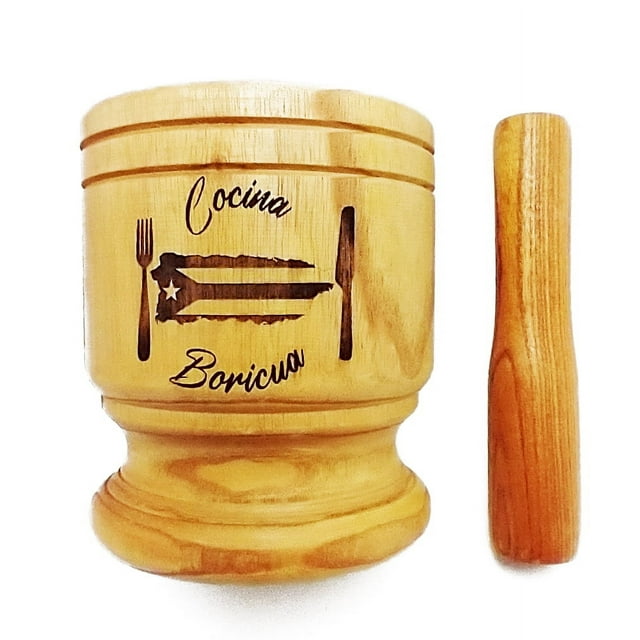 GEPAASFE Large Wooden Mortar Puerto Rico - Walmart.com