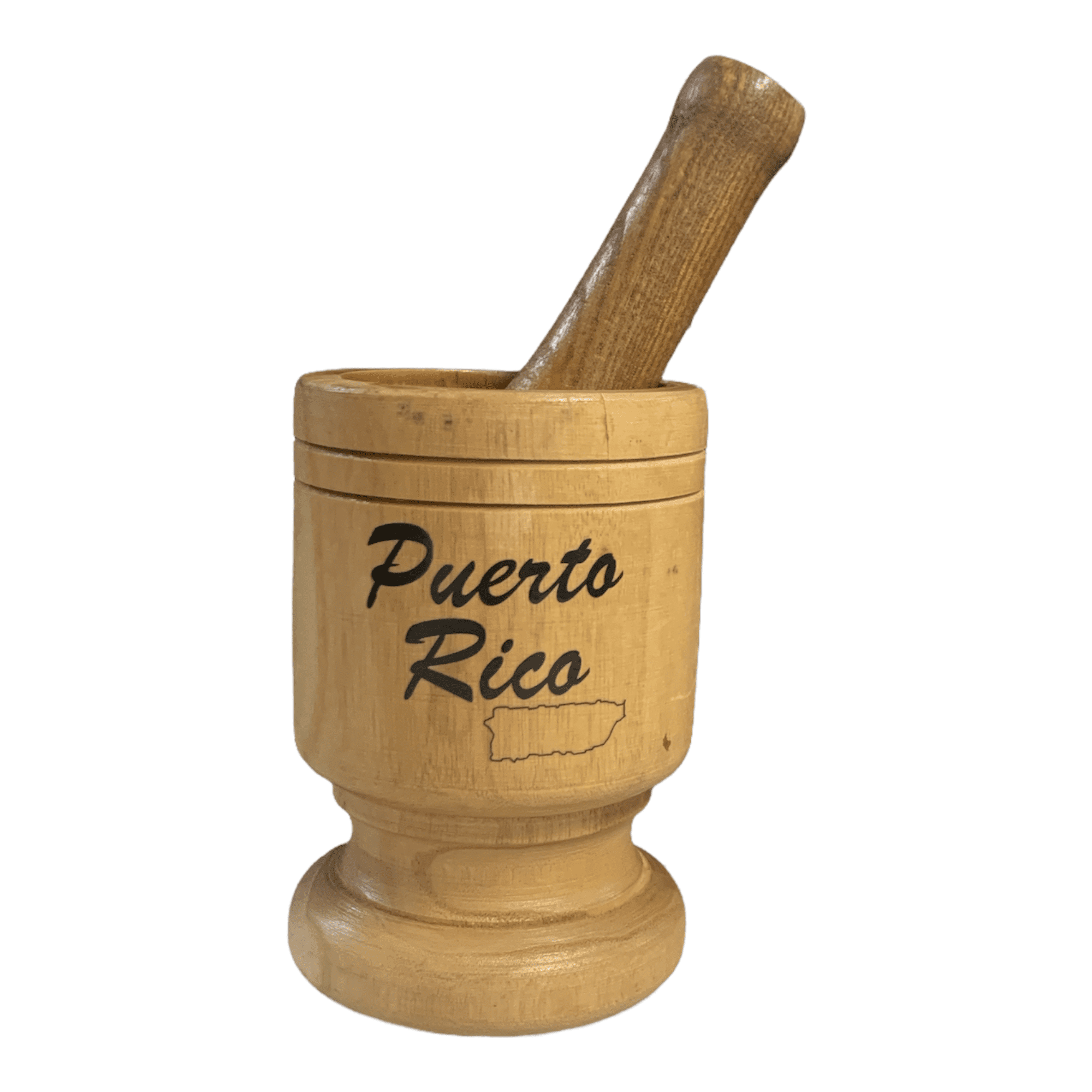 Wooden Mortar Puerto Rico Map Small Pilon de Madera - Walmart.com