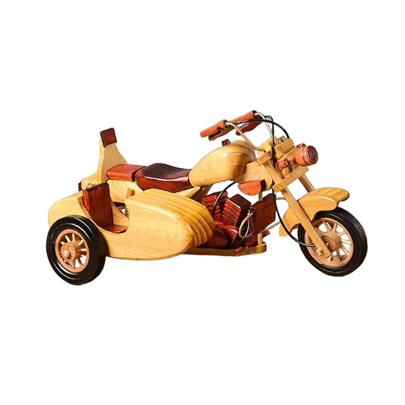 Wooden Motorcycle Model Collectible Sculpture Retro Craftwork Large ...