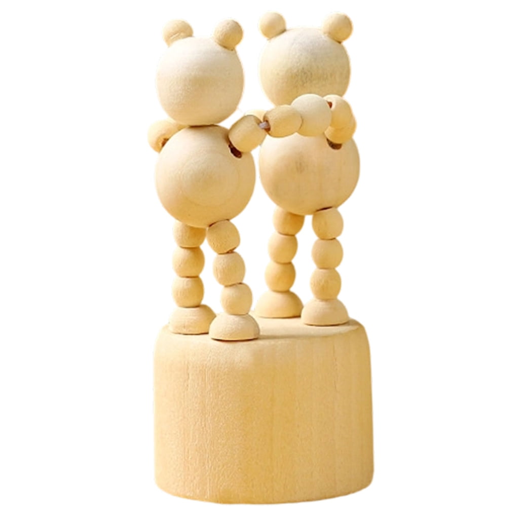 Wooden Movable Dancing Puppet Ornament Cartoon Animal Statues Desktop ...