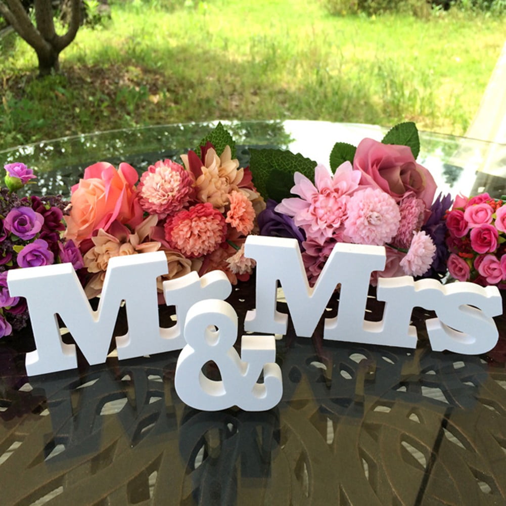 Wooden Mr. & Mrs Letter Wedding Sign for Wedding Table, Large Logo ...