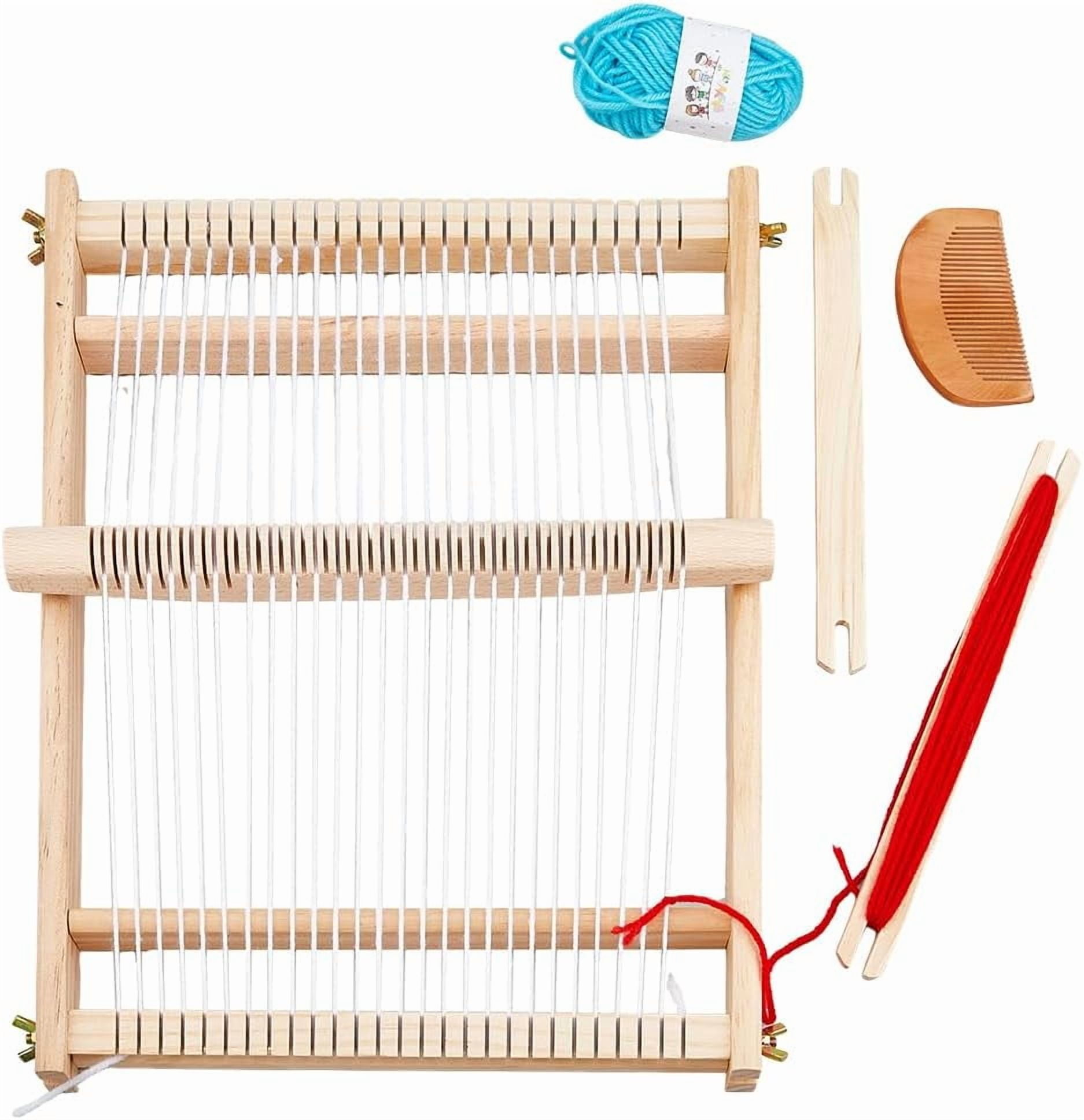 Wooden Multi-Craft Weaving Loom with Spools Comb Shuttles and Random ...
