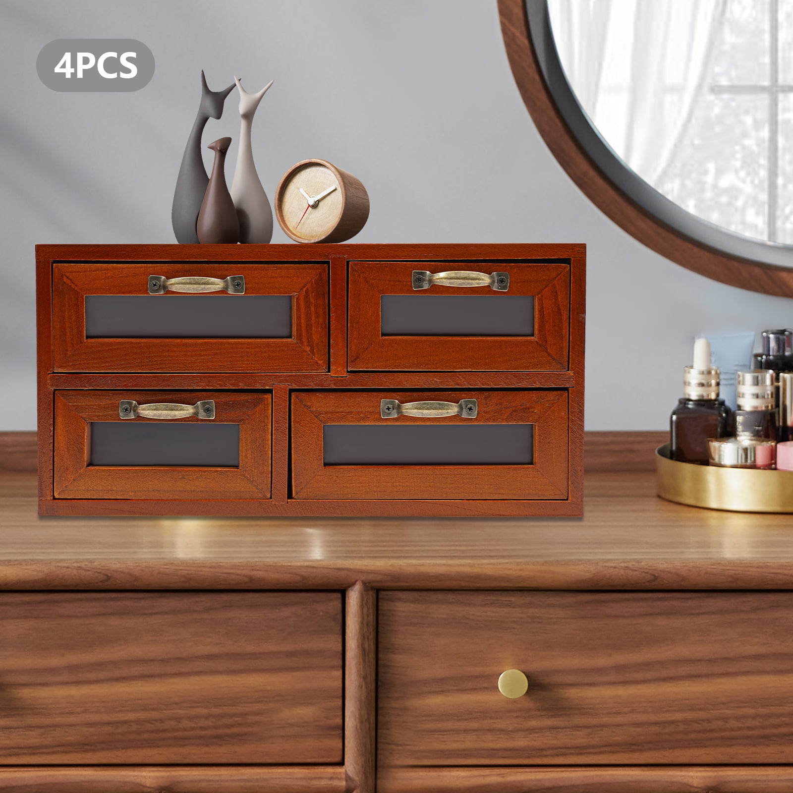 Wooden Multi Drawer Storage Organizer, Brown Vintage Wooden Storage Box ...