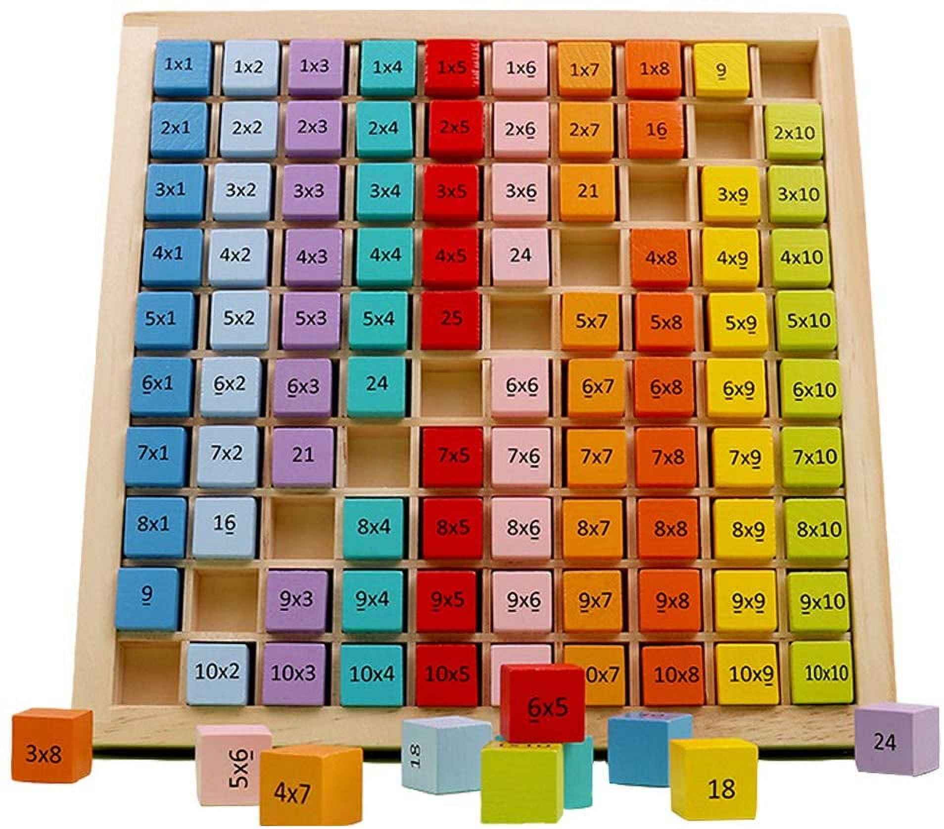 Wooden Multiplication Board Game, 100 Cubes Blocks Montessori 10x10 ...