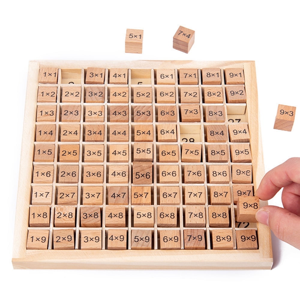 Wooden Multiplication Board Game, 100 Cubes Blocks Montessori 10x10 ...