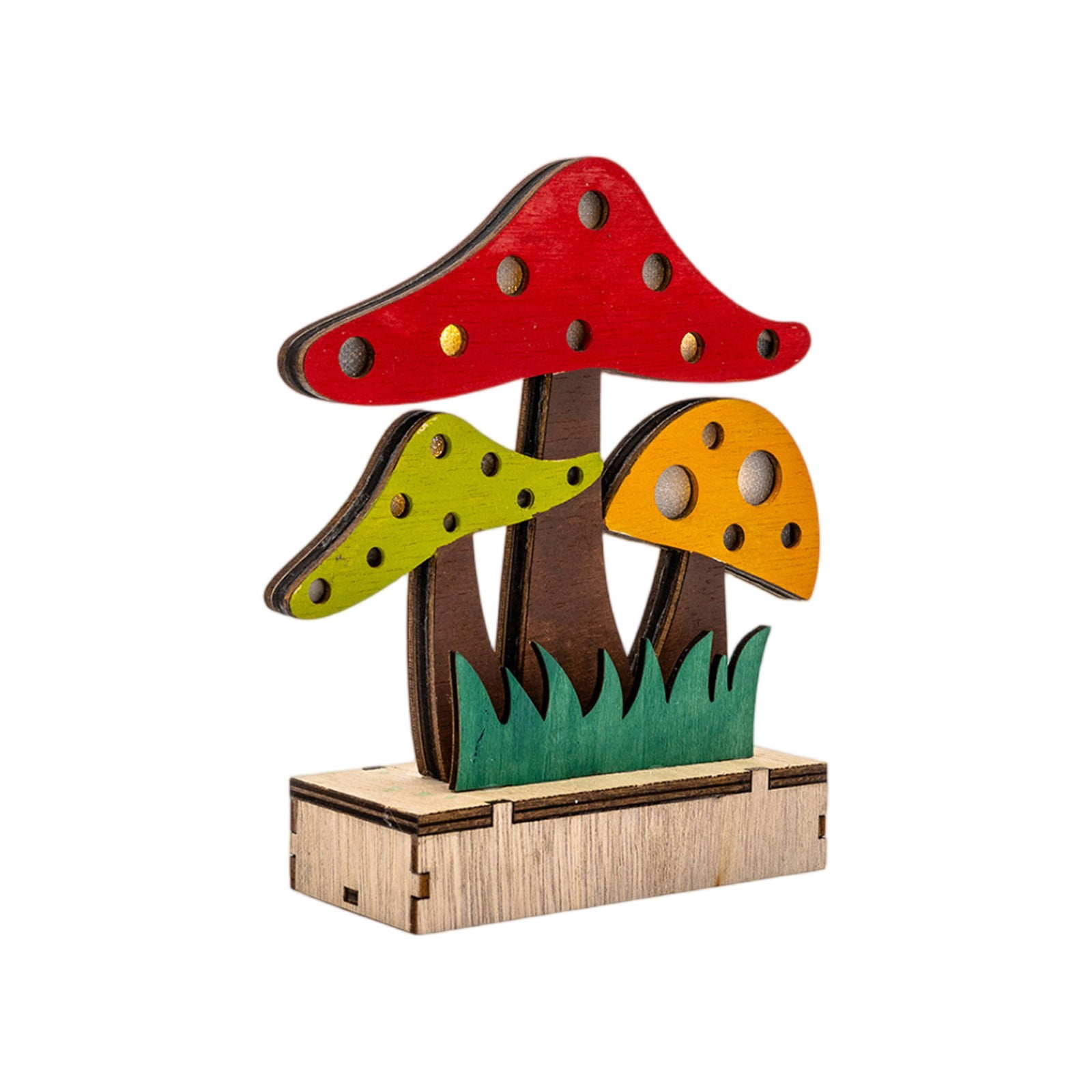 Wooden Mushroom Christmas Decorations - Set of 2 Rustic Garden-Themed ...