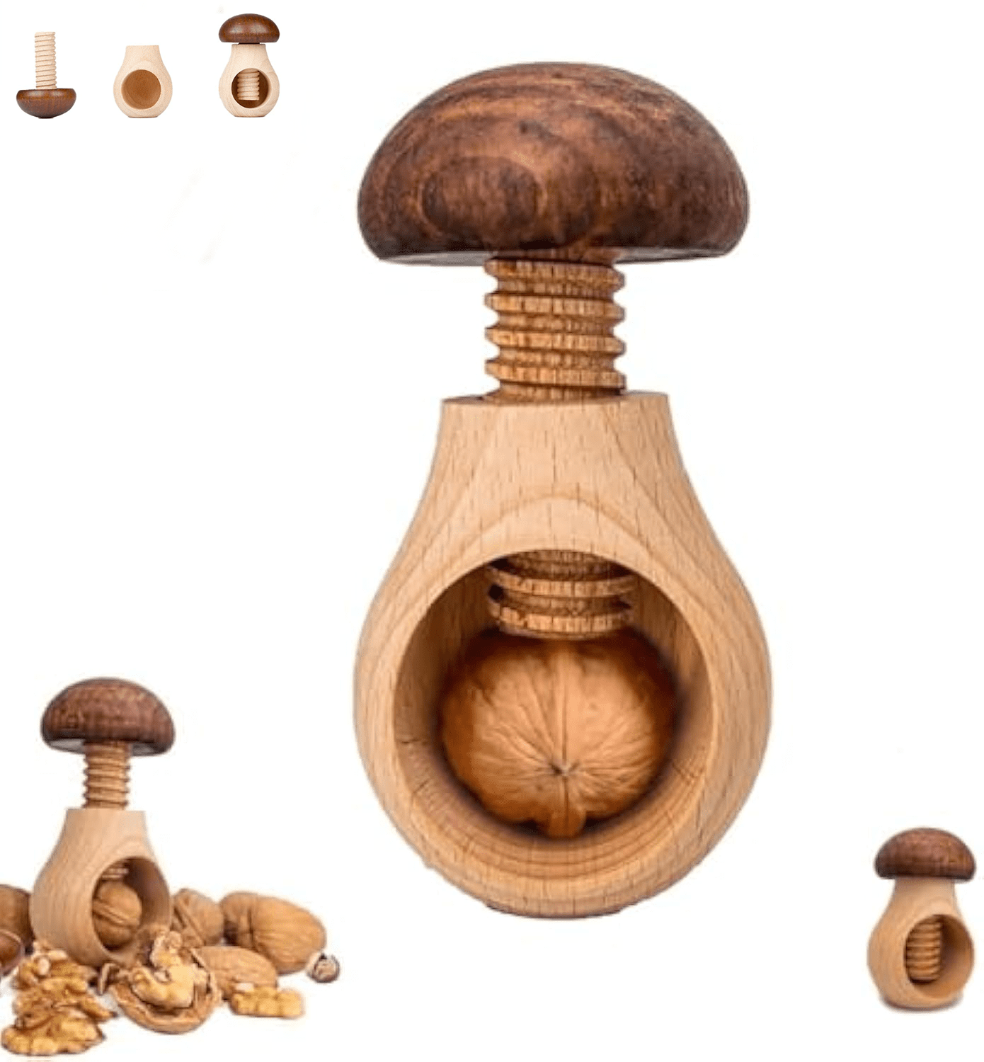 Wooden Mushroom Shaped Walnut Wood Clip,New portable Walnut Cracking ...