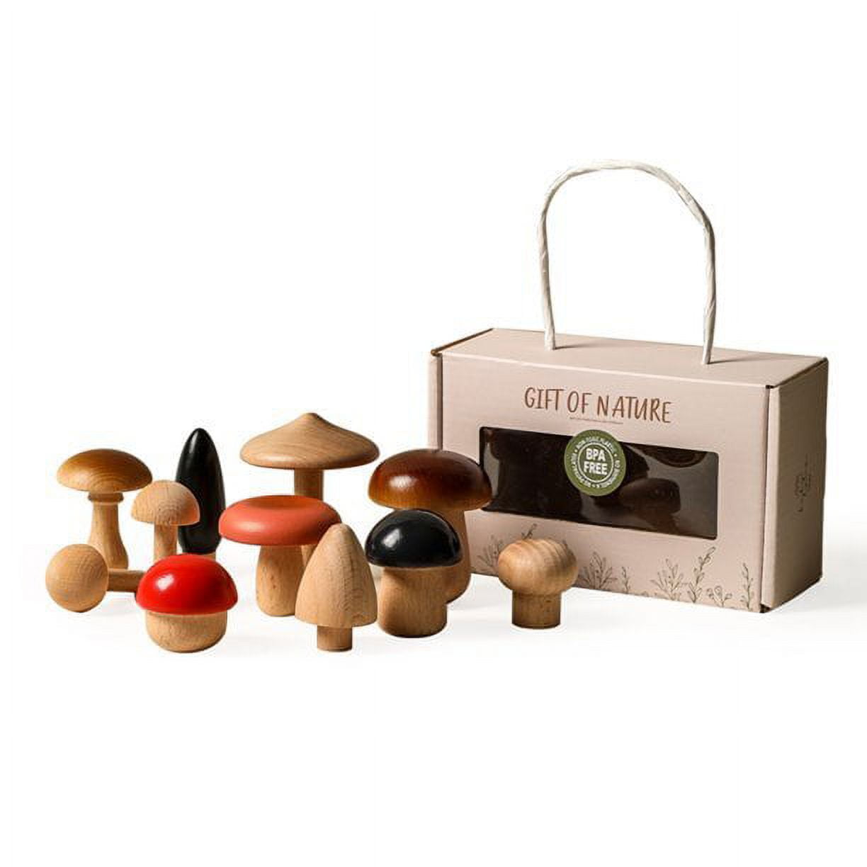 Learning Wooden Mushroom Toy Set - 11 Pack DIY Paint Miniature Natural ...