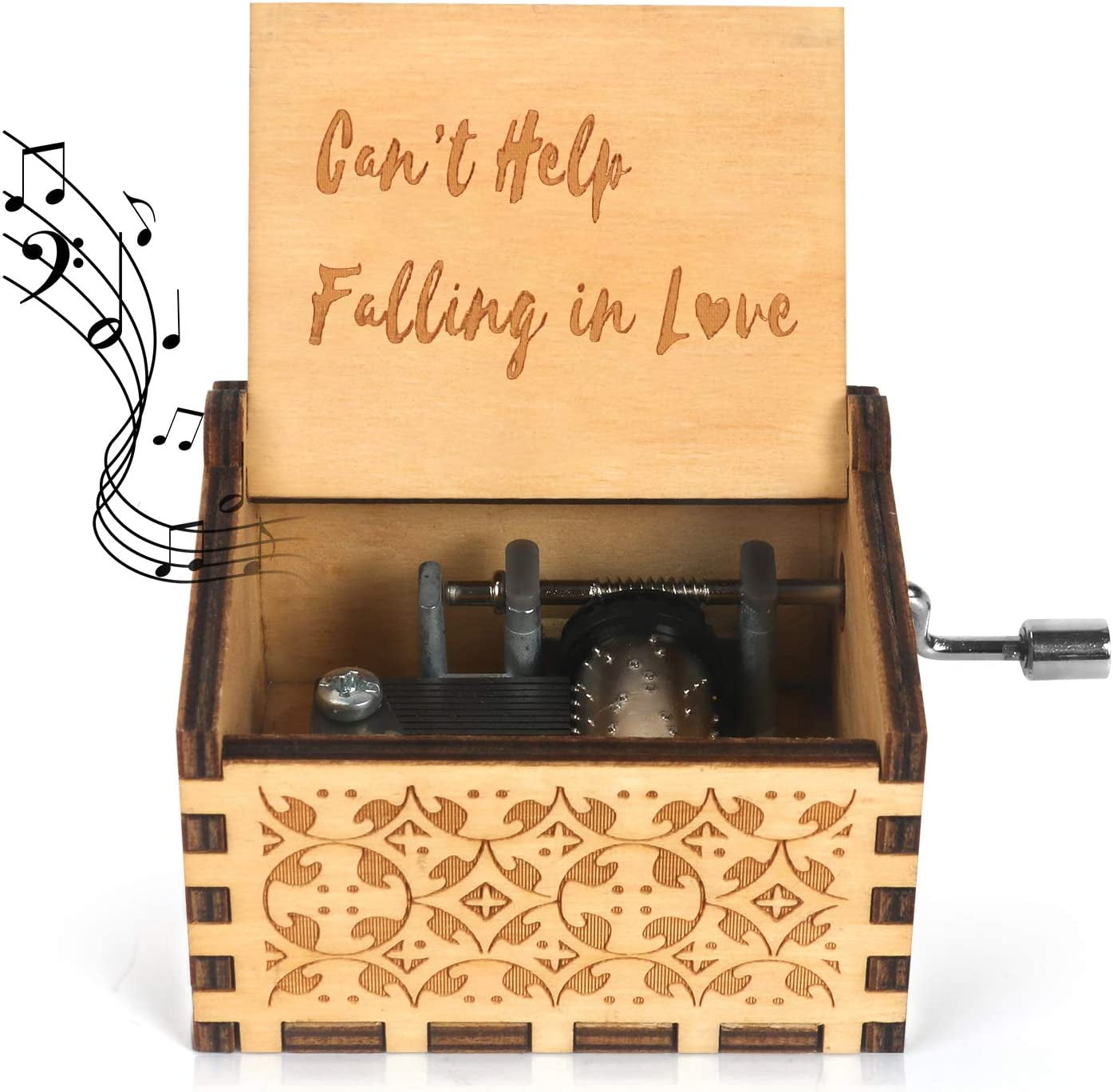 Small Vintage Wooden Music Box - Hand Cranked for Wedding/Anniversary ...