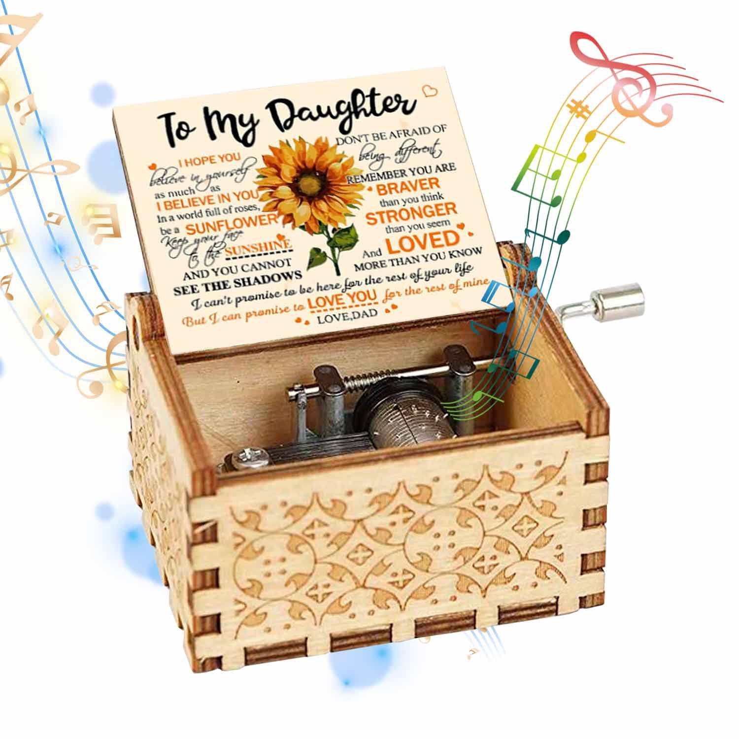 Wooden Music Box, Mini Vintage Hand Crank Music Box Laser Engraved ...