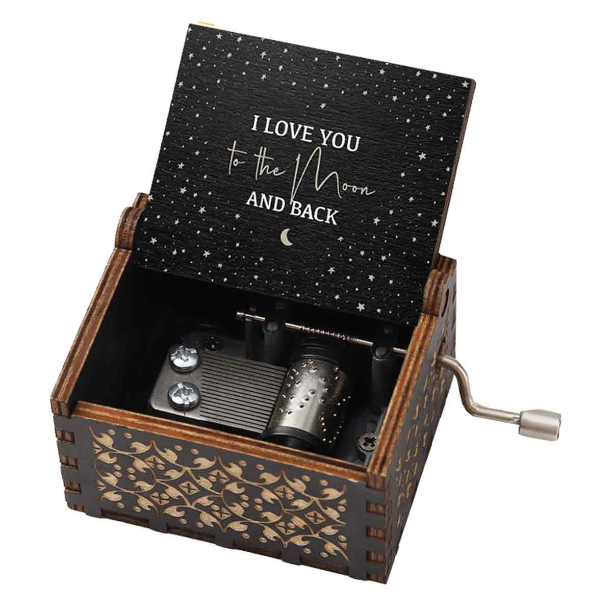 Wooden Music Box Retro Carving Hand-Cranked Music Box Painting Can'T ...