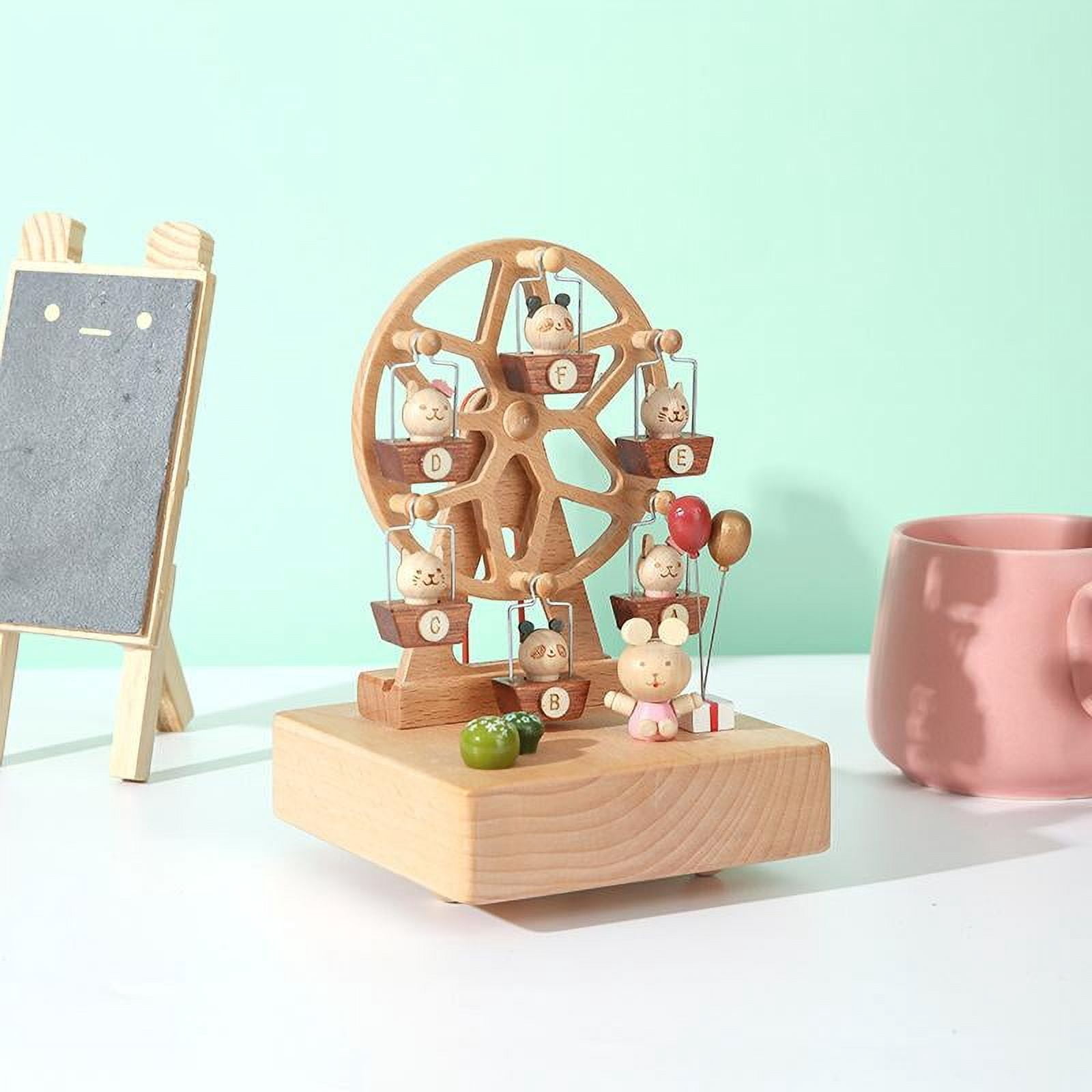 Wooden Music Box - Rotating Ferris Wheel Music Box Eight-Tone Box ...