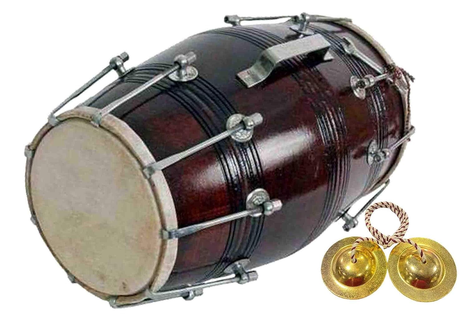 Wooden Musical Instrument Dholak Drum Nuts & Bolt Design1 (Brown ...