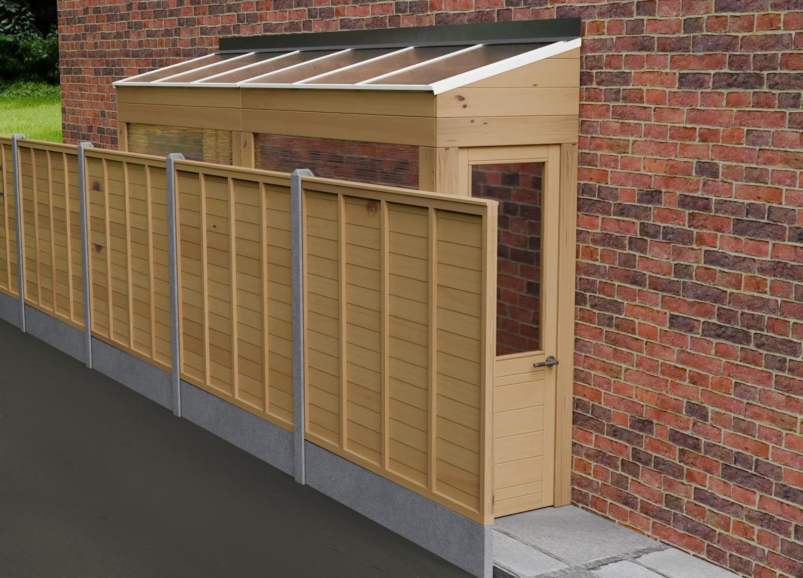 Wooden Narrow Covered Lean To Side of House Shelter 0.9m UK Metric ...